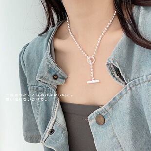 日韩s925纯银银本色OT扣项链ins高级冷淡风 时尚百搭项链-阿里巴巴