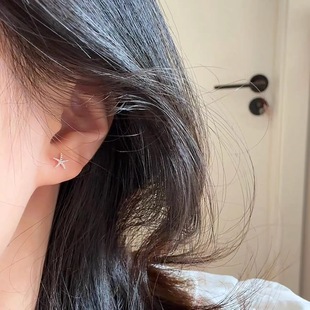 S999纯银小众设计五角星耳钉耳环时尚简约海星INS养耳洞耳饰小巧-阿里巴巴