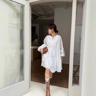 MADEINOST 早春上新日常清新度假风棉布绣花灯笼袖连衣裙 75333-阿里巴巴