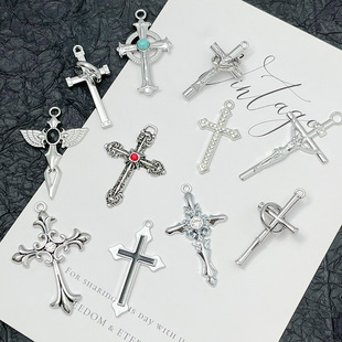 复古哥特风简约合金立体十字架饰品挂件diy项链耳饰个性朋克材料-阿里巴巴