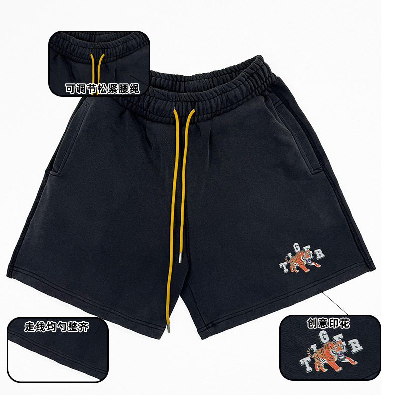 RFSD男装|2024夏420G重磅炒色基础款印花短裤街头宽松潮牌五分裤-阿里巴巴