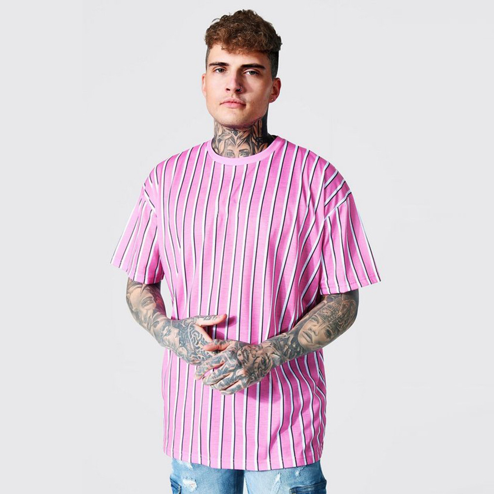 2024新款厂家 跨境3DT恤 休闲 男装T恤 短袖3D印花T恤 简约条纹-阿里巴巴