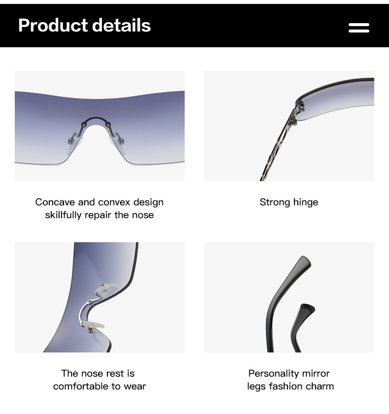 杰特8116欧美复古y2k眼镜火焰千禧辣妹墨镜INS博主个性无框太阳镜-阿里巴巴