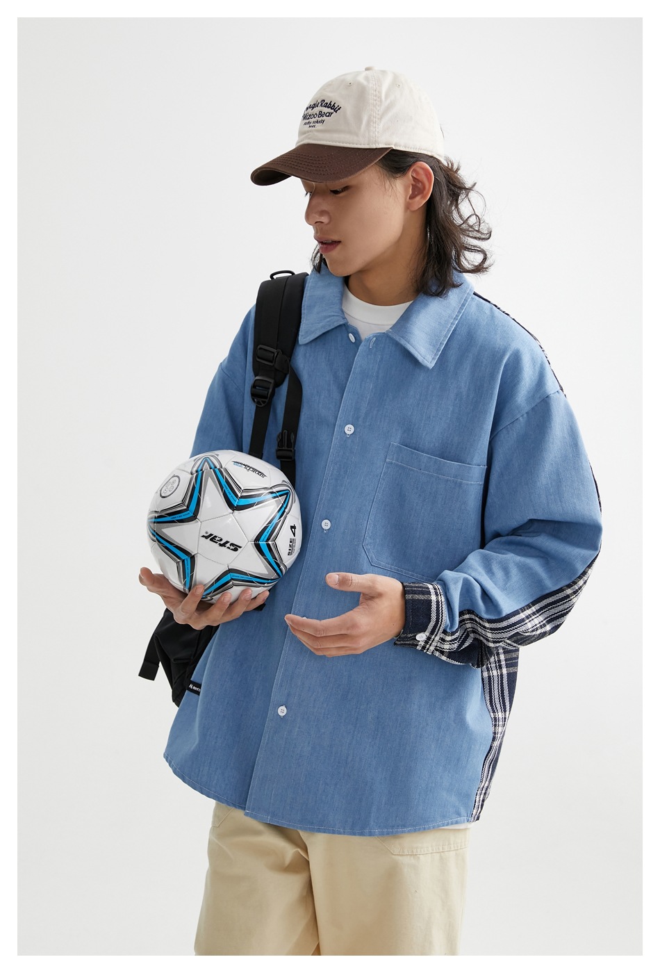 NotBrand国潮日系复古衬衫男士百搭休闲拼接格子长袖衬衣CS94114-阿里巴巴