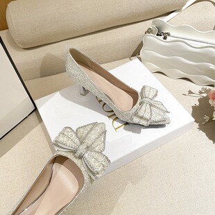 316-A167新款蝴蝶结伴娘高跟鞋主婚纱小码大码加肥加宽气质新娘婚-阿里巴巴