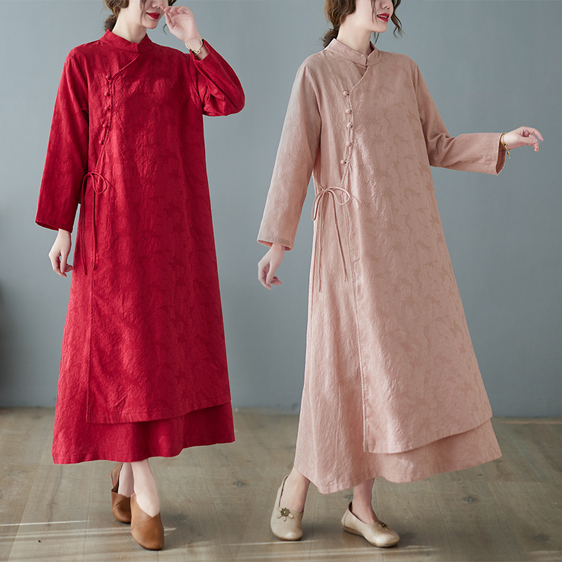 Loose chinese dress Zen clothing female literature and art Zen tea ...