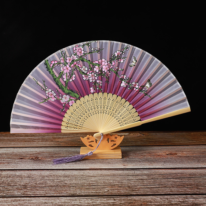 bamboo qualitative two antique green folding fan smiled fan children ...