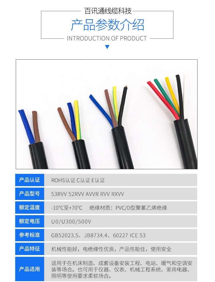 源头线缆厂家 53RVV 家装工程设备电缆 电源线 多芯线 批发-阿里巴巴