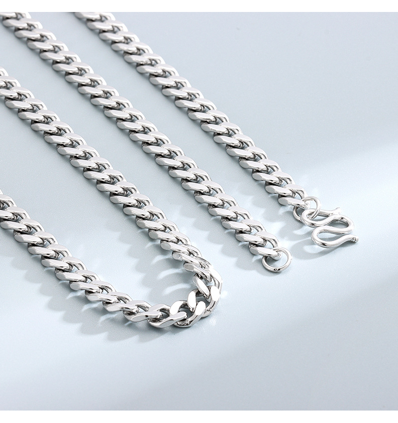 S925纯银精工侧身古巴项链日韩时尚个性嘻哈镀K金男女款跨境热销-阿里巴巴