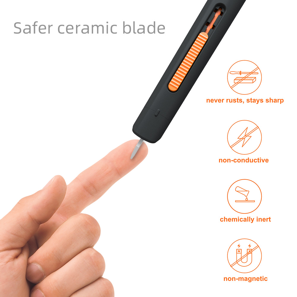 美国safeX陶瓷安全刀笔式切割刀自动回弹刀切割开箱刀美工刀T101-阿里巴巴