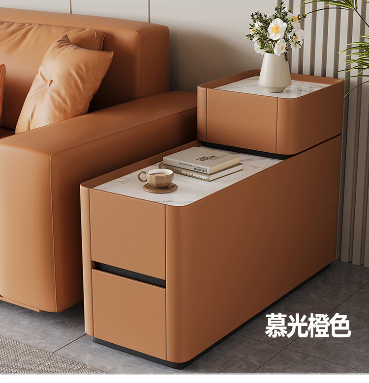 智能实木沙发边柜小户型客厅边几轻奢现代奶油风带音箱茶水储物柜-阿里巴巴