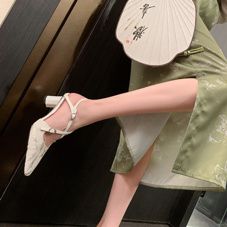 CHIKO Jala Pointy Toe Block Heels Slingback Shoes