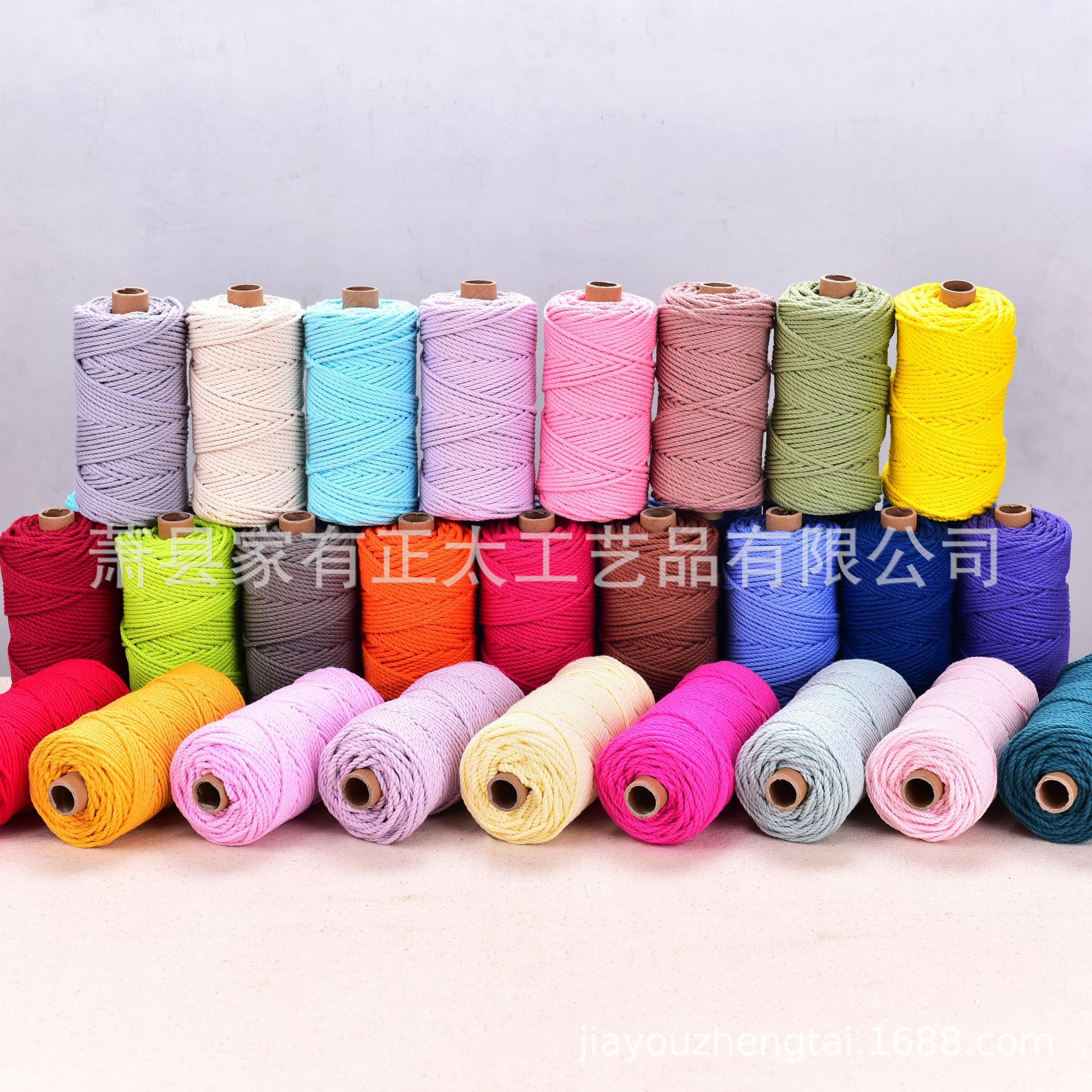 现货3mm彩色棉线绳三股棉线绳纯棉棉线绳挂毯编织绳100米一卷绳子-阿里巴巴