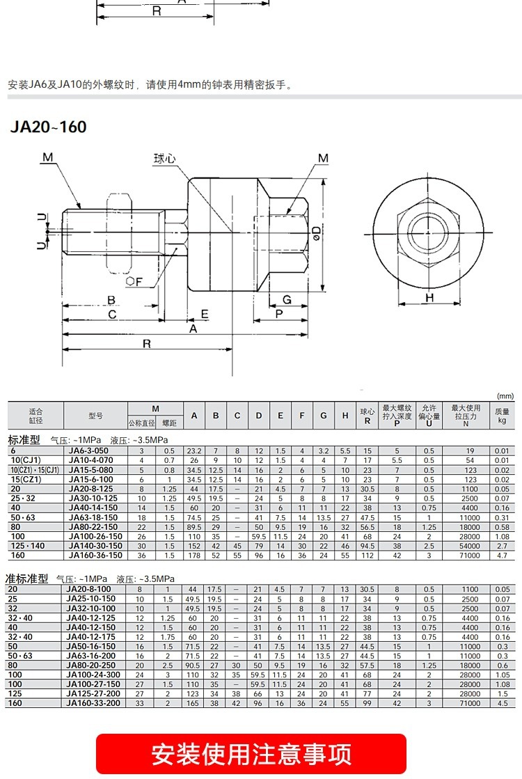 气缸附件摆动万向浮动接头M4M5M6 M8*1.25M10M12M14M16M18M20*1.5-阿里巴巴