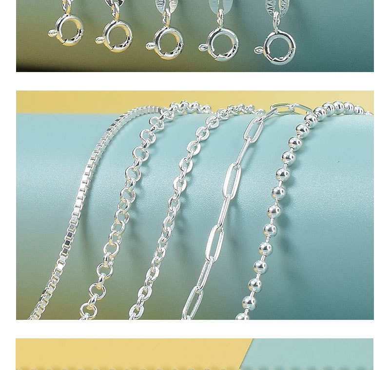 S925纯银简约粗款盒子链闪o十字链圆珠链长方珍珠链锁骨链轻奢-阿里巴巴