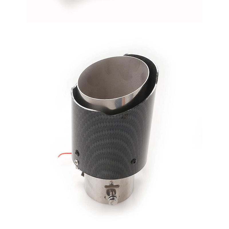 跨境汽车改装碳纹发光尾喉 摩托车喷火效果LED灯不锈钢排气管代发-阿里巴巴