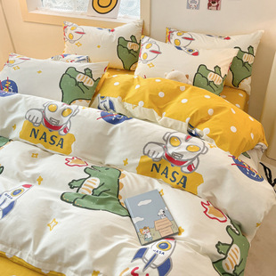 儿童奥特曼100全棉纯棉床上四件套男孩宿舍被套床单笠三件套4极简-阿里巴巴