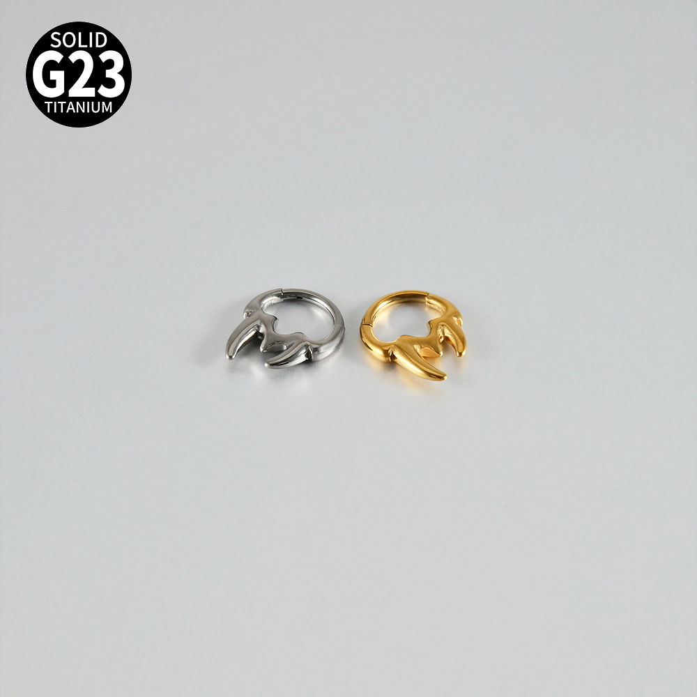跨境异形獠牙分割环F136钛合金鼻环16G电镀小众另类人体穿刺耳环-阿里巴巴