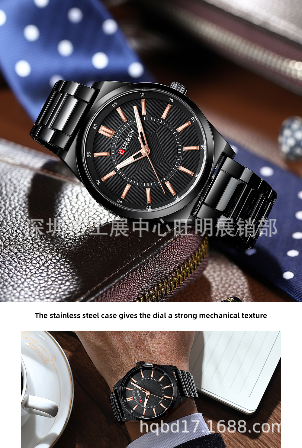 CURREN/卡瑞恩8407男士防水条钉手表 简约商务圆形腕表男表正品-阿里巴巴