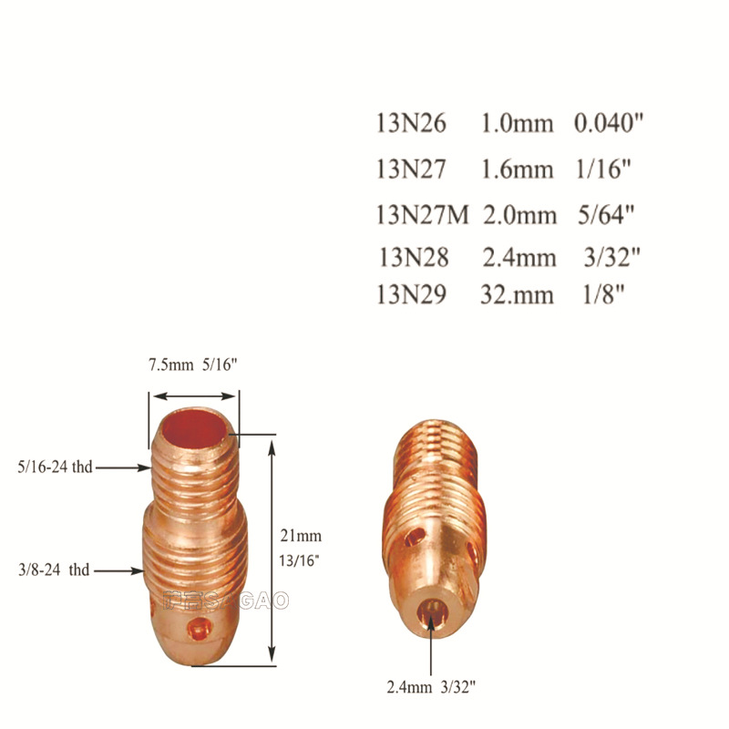 氩弧焊枪配件导流件WP-9 20 25连接体紫铜导流体13N27 13N28-阿里巴巴