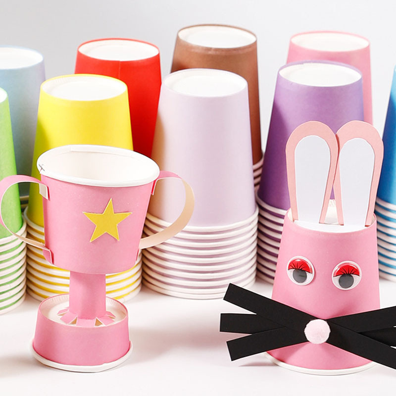 Handmade paper cup thickened color disposable paper cup diy production ...