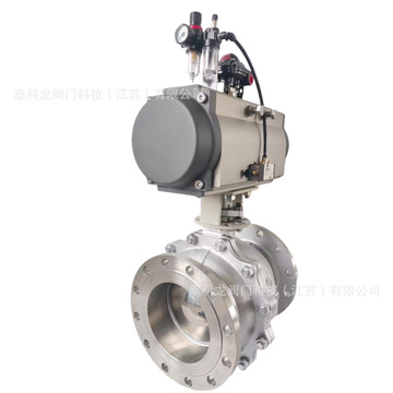 Q641F不锈钢304 CF8气动法兰球阀带三联件 电磁阀限位开关过滤器-阿里巴巴