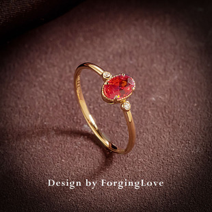 纯14K金戒指女莫桑镶嵌14K金椭圆复古感食指戒黄金珠宝首饰 31029-阿里巴巴