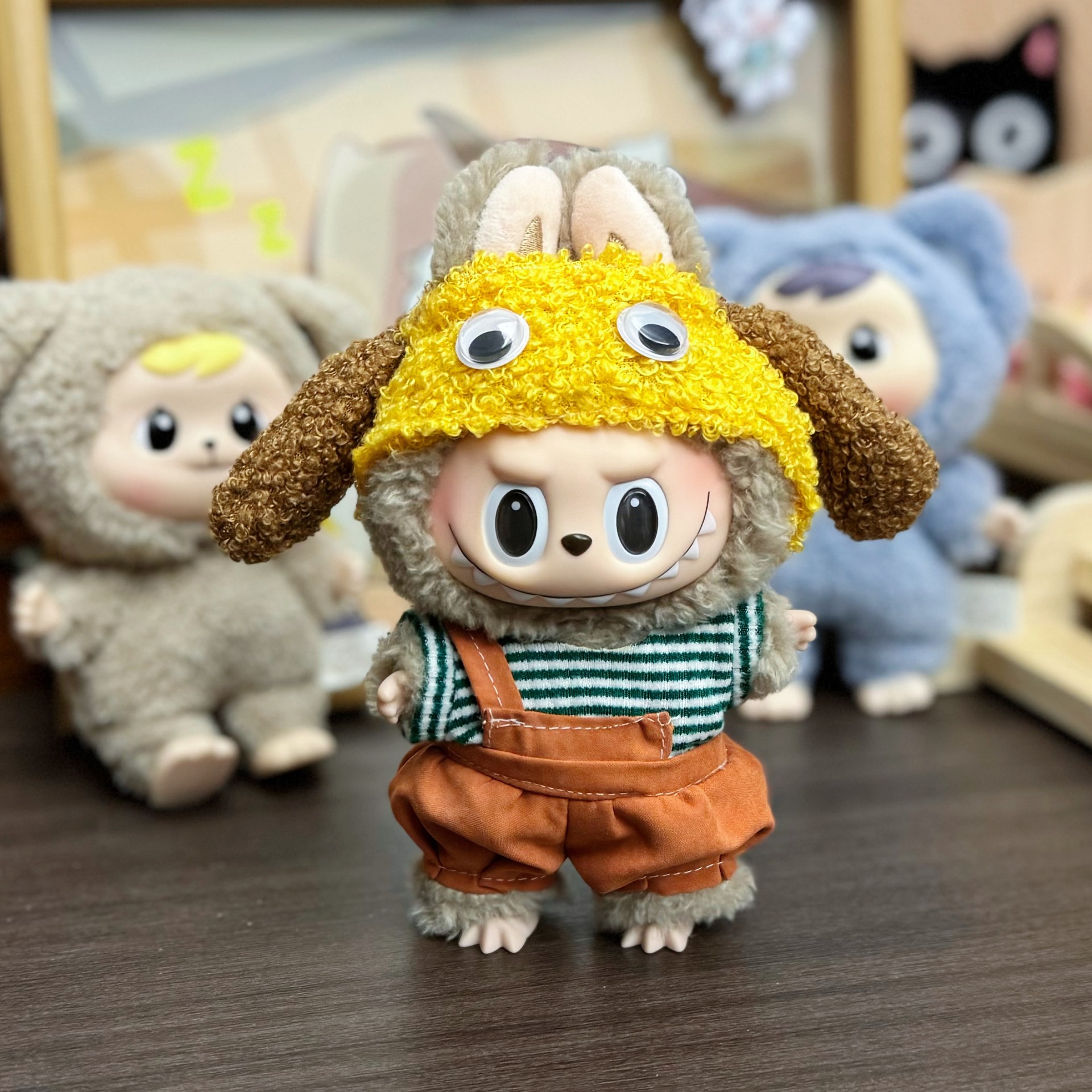 现货搪胶公仔玩偶labubu衣服换装拉布挂件可爱17cm玩偶毛绒玩具-阿里巴巴