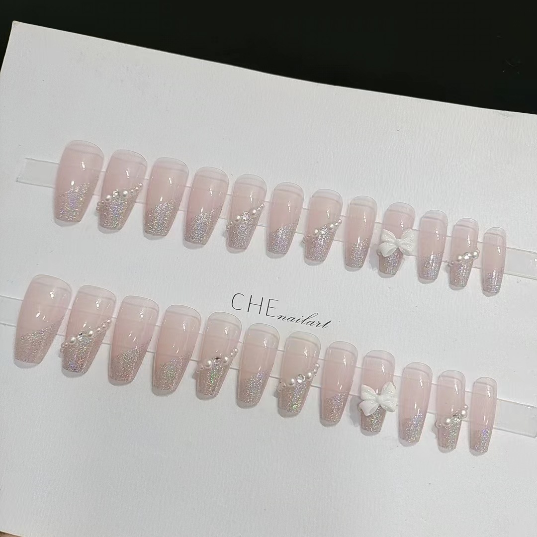 B611烟雨江南长梯形欧美风时尚气质显白穿戴甲蝴蝶小钻装饰美甲厂-阿里巴巴