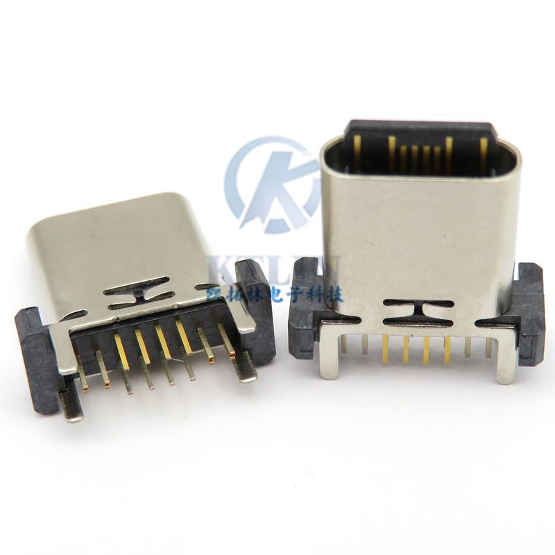 TYPEC 16P母座 立插 四脚直插 外壳 L=10.5 舌片外露 16pin-阿里巴巴