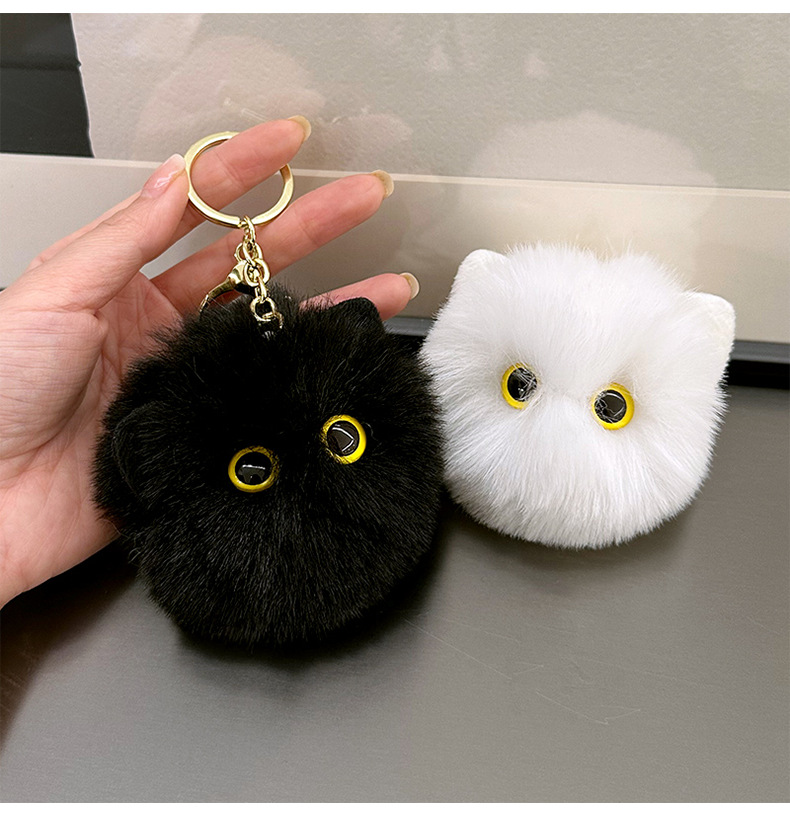 新款热销毛绒猫猫头钥匙扣玩具包包汽车小挂件可爱公仔小猫咪挂饰-阿里巴巴