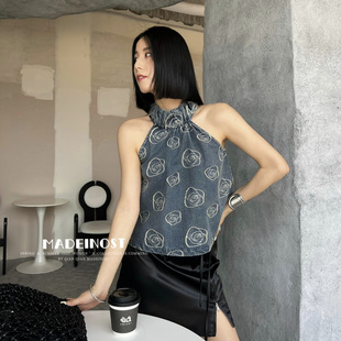 MADEINOST不退不换设计感挖肩复古牛仔背心-阿里巴巴