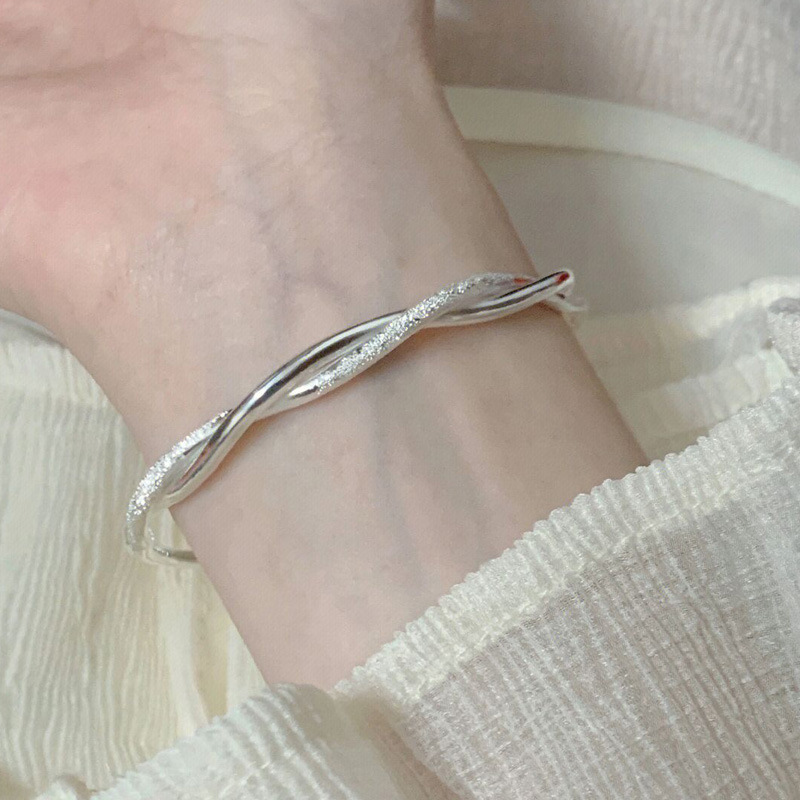 925纯银新款推拉手镯女ins小众高级感莫比乌斯环镯子开口手环韩国-阿里巴巴