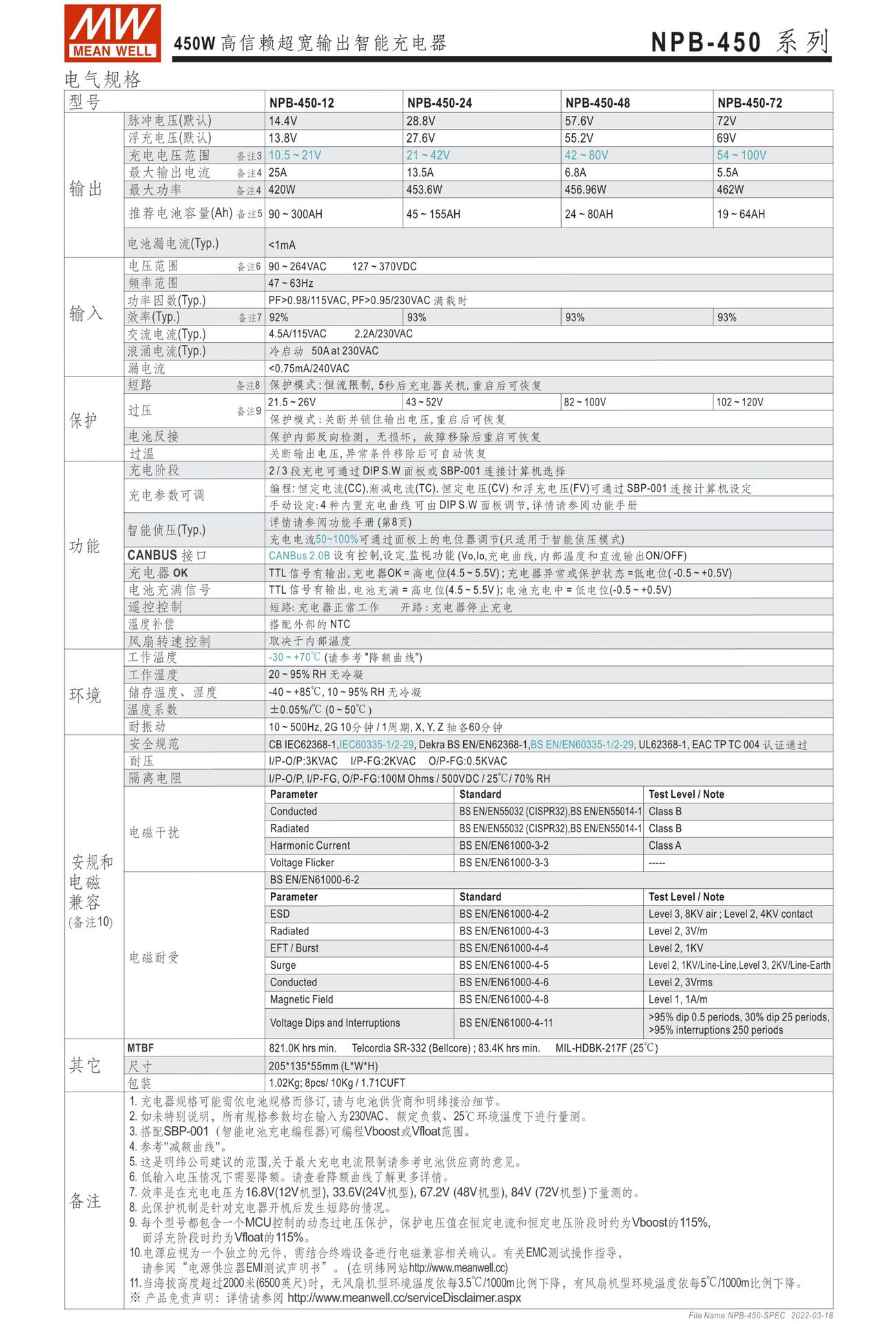 明纬电源NPB-450-48 450W57.6V6.8A 智能充电器2/3段式铅酸锂电池-阿里巴巴