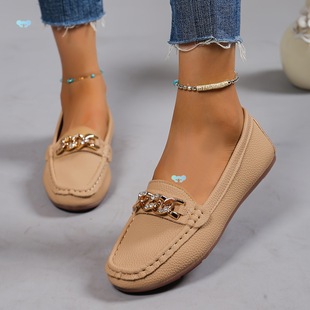 Embellished Platform Moccasins Chain Detail Solid Color跨境-阿里巴巴