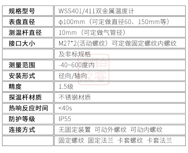 WSS-401双金属温度计WSS-411温度表带远传不锈钢温度表探头批发-阿里巴巴