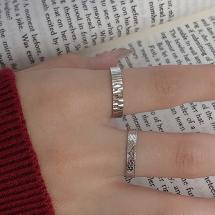 925纯银不规则切面戒指女简约时尚个性百搭波光粼粼开口指环J5262-阿里巴巴