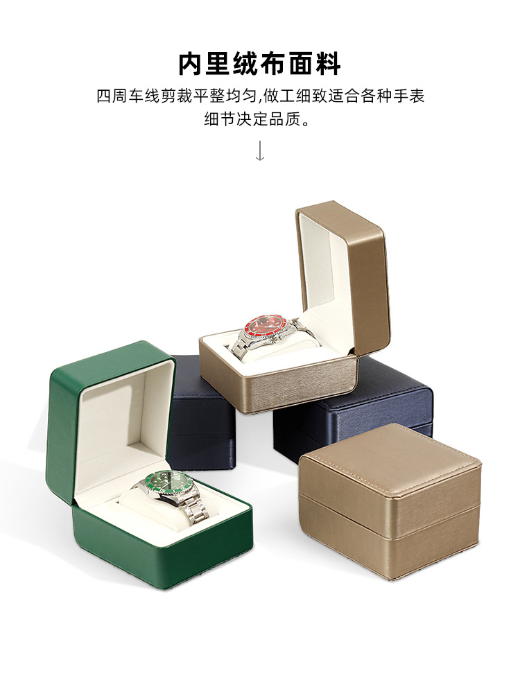 圆角PU皮革手表盒拉丝手表展示收纳盒翻盖腕表钟表包装盒现货批发-阿里巴巴