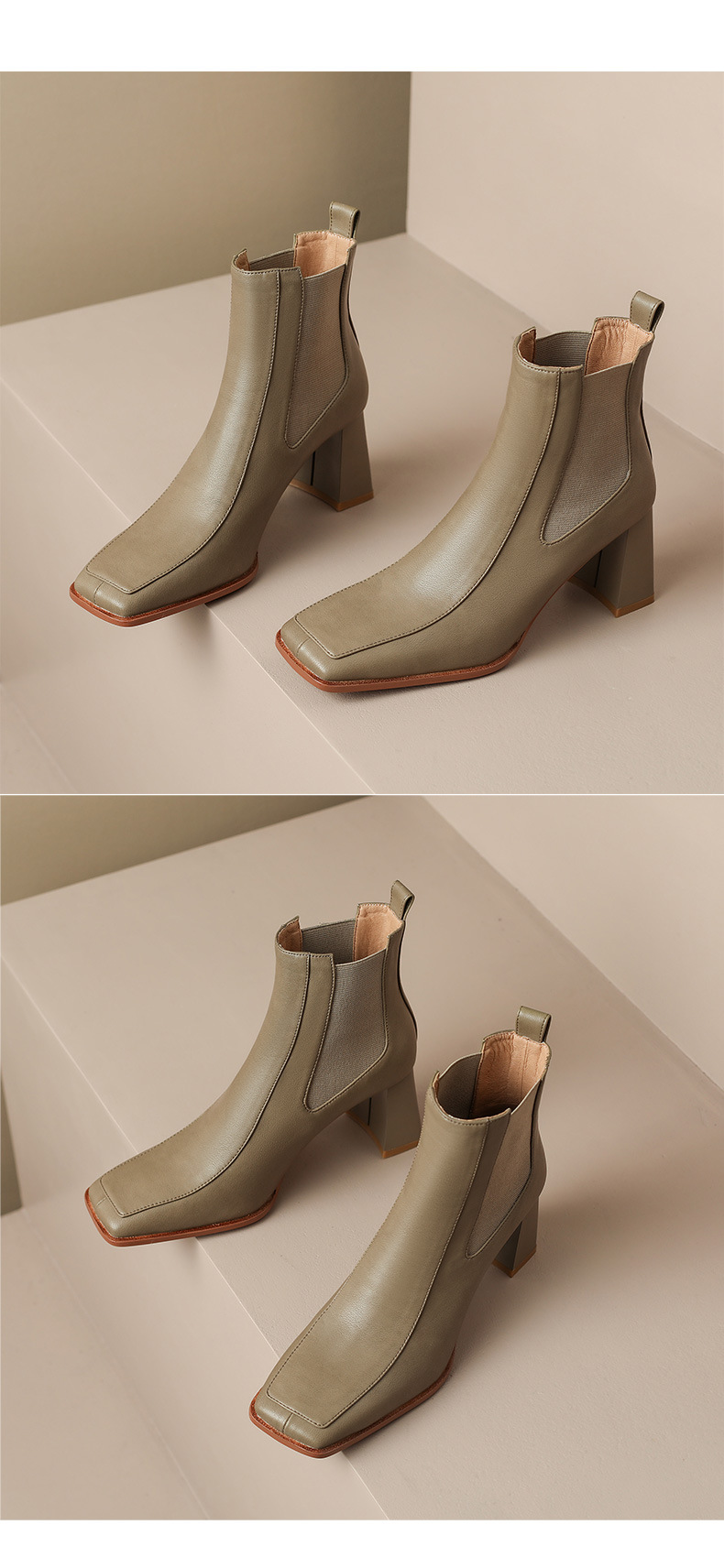 CHIKO Piedad Square Toe Block Heels Ankle Boots