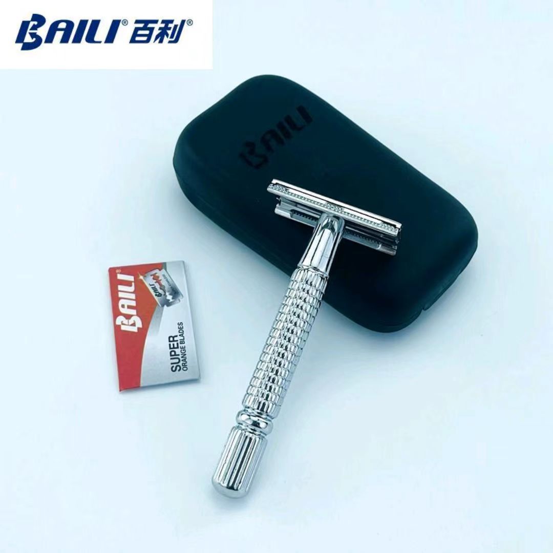 老式刮胡刀男杰997手动刮胡刀 盒装金属刮胡刀架手动旋转式剃须刀-阿里巴巴
