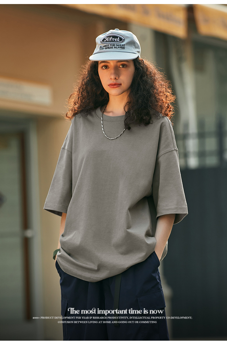 捷展男装|265G宽松短袖2025夏季精梳棉大地色FOG潮牌T恤2.0优化版-阿里巴巴