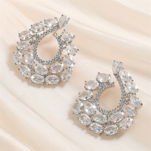 UILZ欧美镶钻锆石气质几何形耳环夏季高级感新款韩版轻奢饰品女士-阿里巴巴