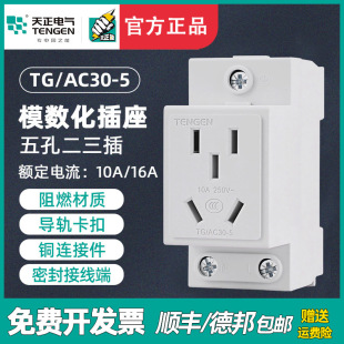 TENGEN天正 TG/AC30-5 10A模数化插座导轨式配电箱插座五孔二三插-阿里巴巴