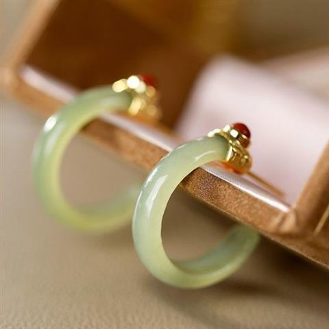 Plating gold embedded imitation south red hetian jade small design han ...