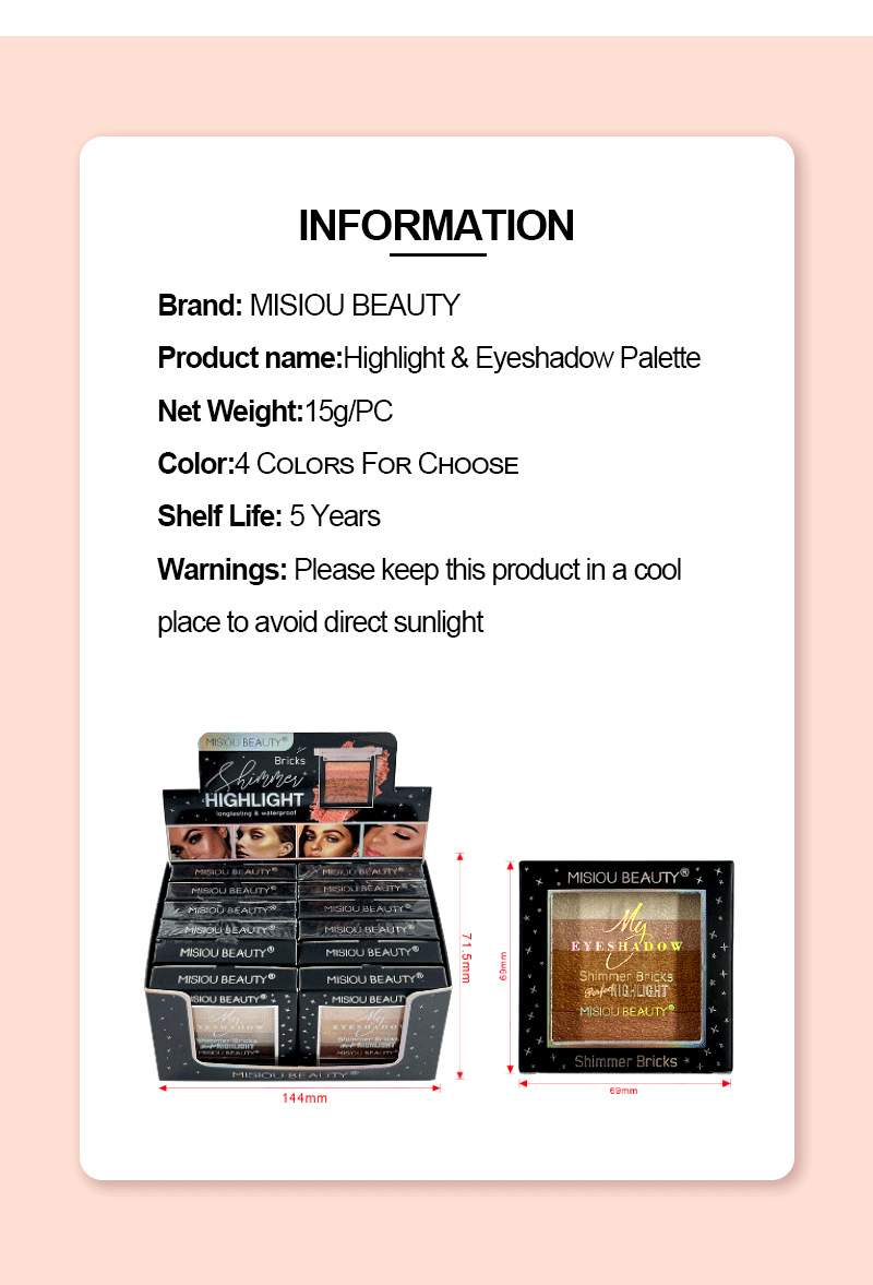 MISIOU BEAUTY跨境五色条纹珠光渐变眼影盘闪亮珠光眼影批发-阿里巴巴