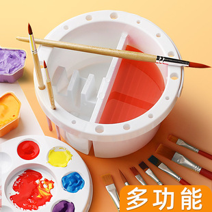 洗笔桶三合一带调色盘便携手提涮笔筒多功能画具美术生国画颜料水 阿里巴巴