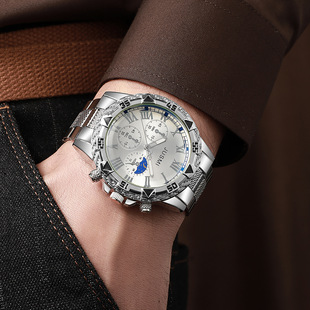 JUSMI男士新款石英手表罗马字面商务个性欧美嘻哈假三眼手表-阿里巴巴