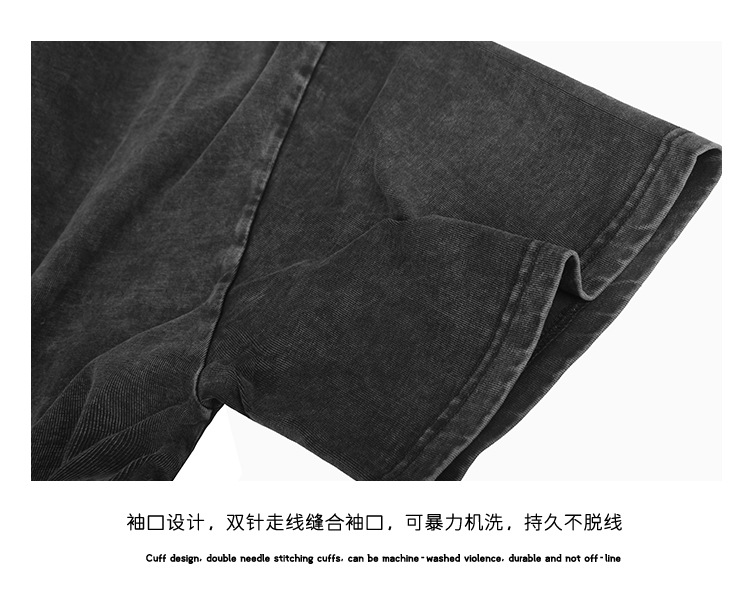 280G重磅水洗做旧短袖T恤烙印勇士白墨直喷美式oversize半袖棉T-阿里巴巴