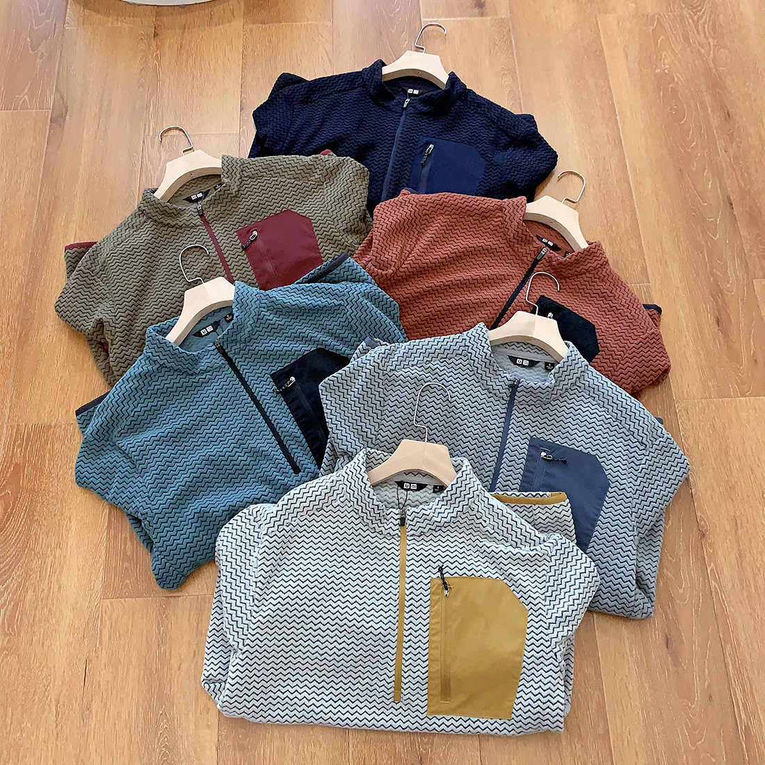 户外立领半拉链夹克男速干锁温透气几何纹理休闲外套情侣款-阿里巴巴