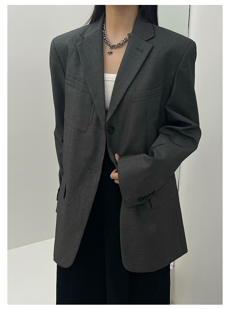 [清仓特价 不退换]假口袋设计日常宽松挺阔小西装外套V12141-阿里巴巴